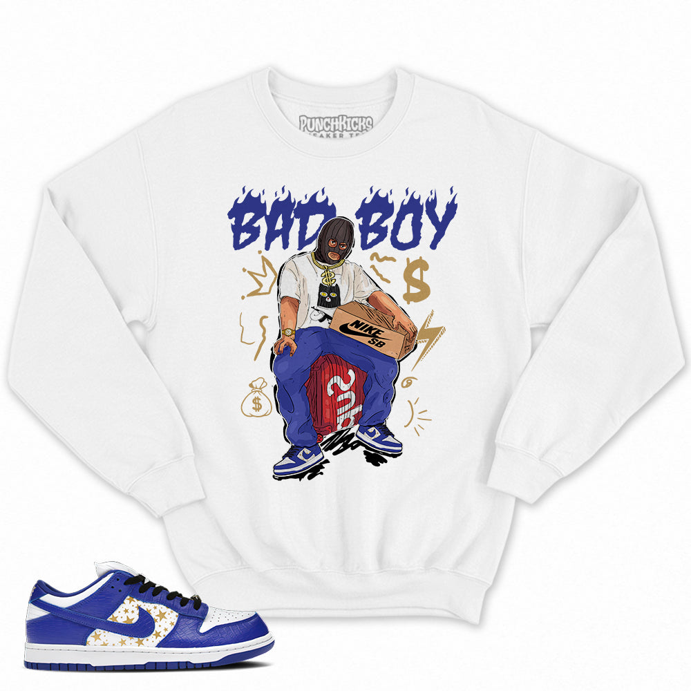 Bad Boy White Sweatshirt Match Nike SB Dunk Low Supreme Stars Hyper Ro ...