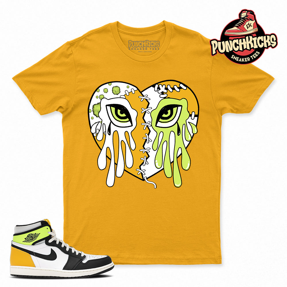 Crying Heart Stitches T-Shirt Match Jordan 1 Volt Gold Gold – PunchKicks