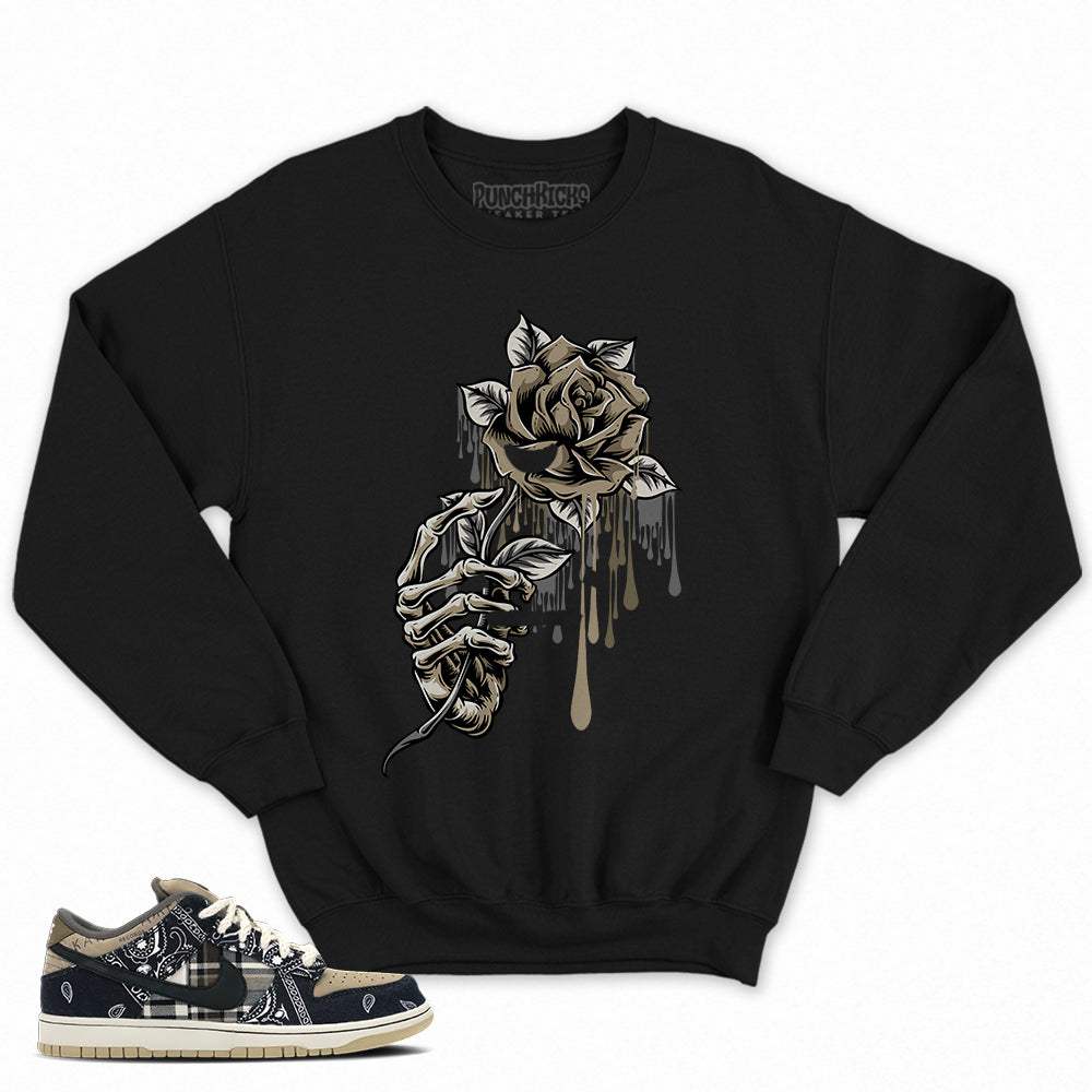 Rose With Skull Hand Black Sweatshirt Match Nike SB Dunk Low Travis Sc ...