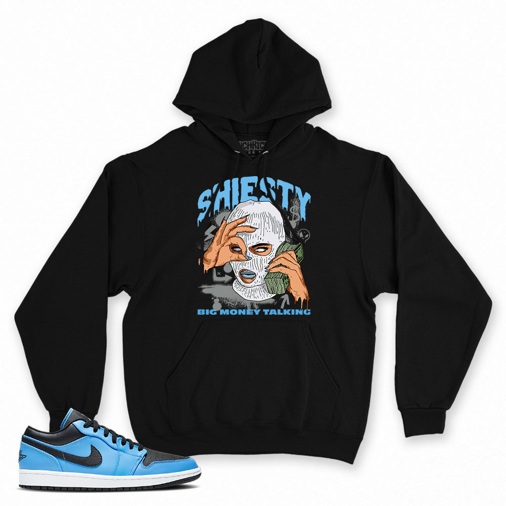 Shiesty Big Money Talking Black Hoodie Match Jordan 1 Low University B ...