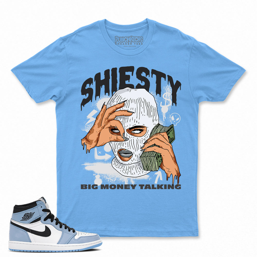 Shiesty Big Money Talking University Blue T-Shirt Match Jordan 1 White ...